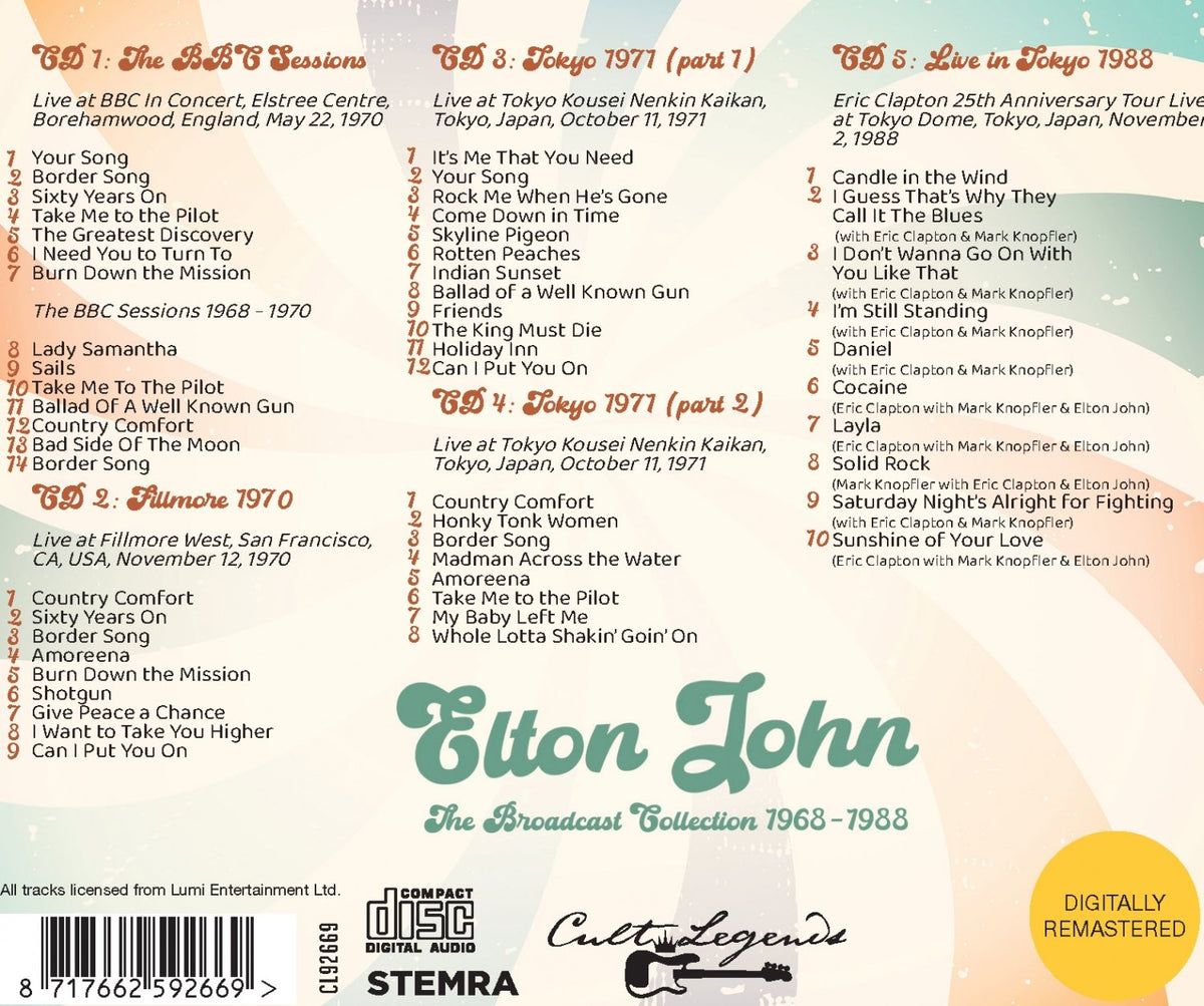Elton John Broadcast Collection 1968 1988 5 Cd Box Set