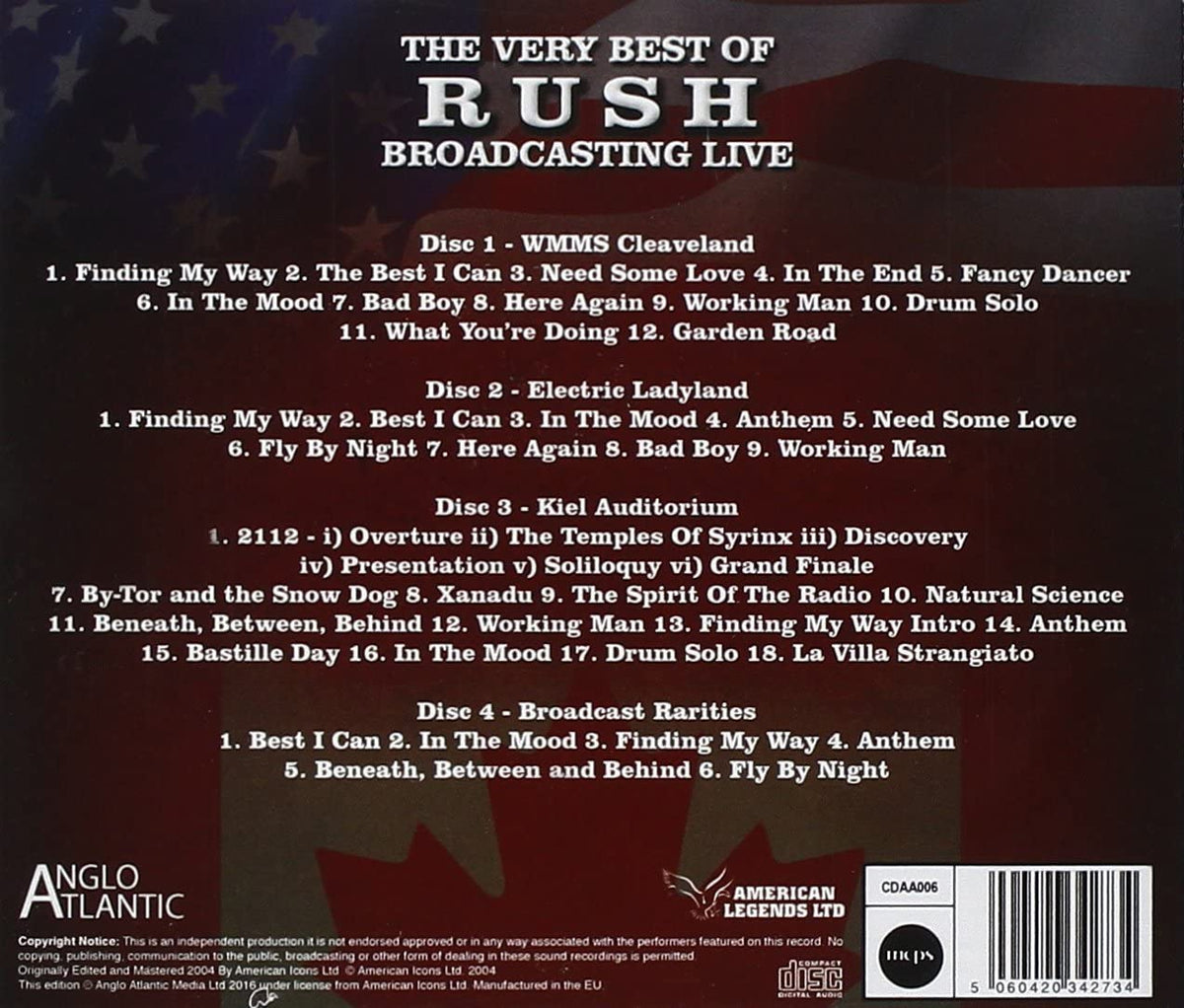 The Very Best of Rush - Broadcasting Live - 4 CD Set – Revolution Deals
